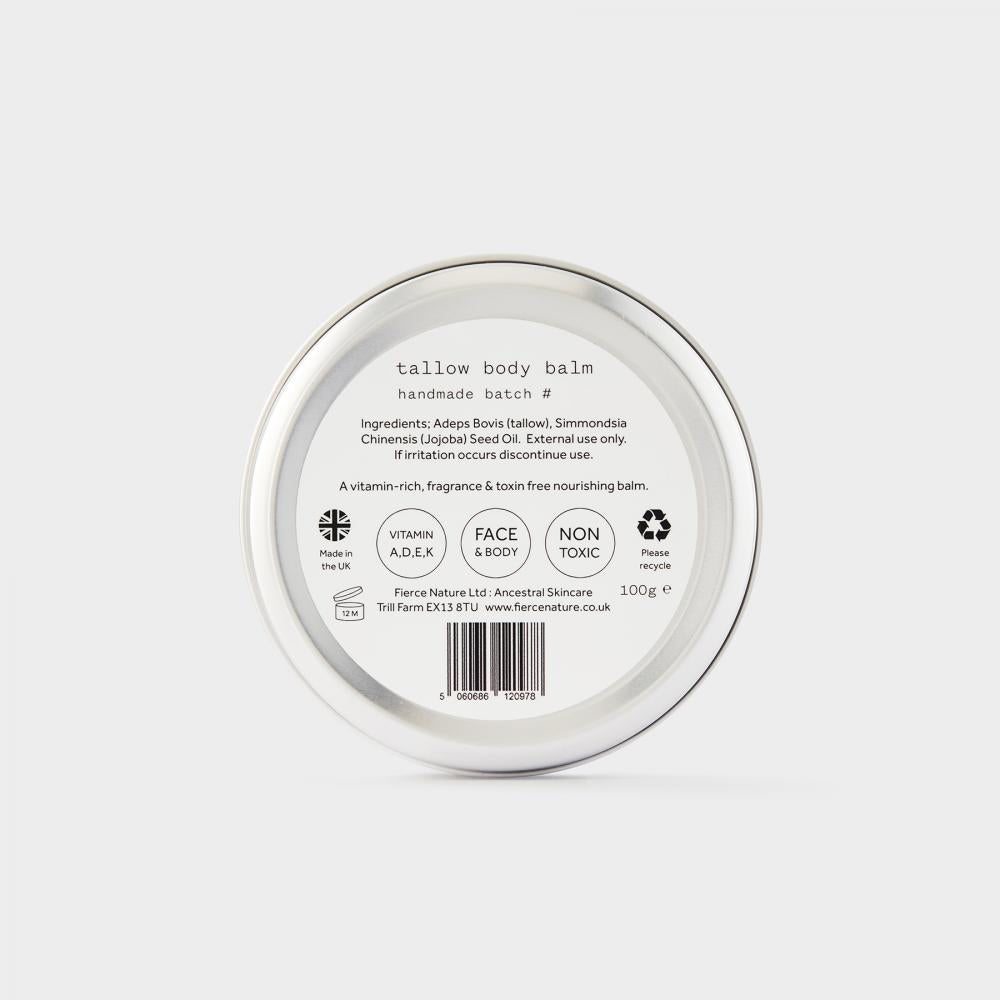 Fierce Nature Pure Organic Tallow Nourish Balm Unscented 100g