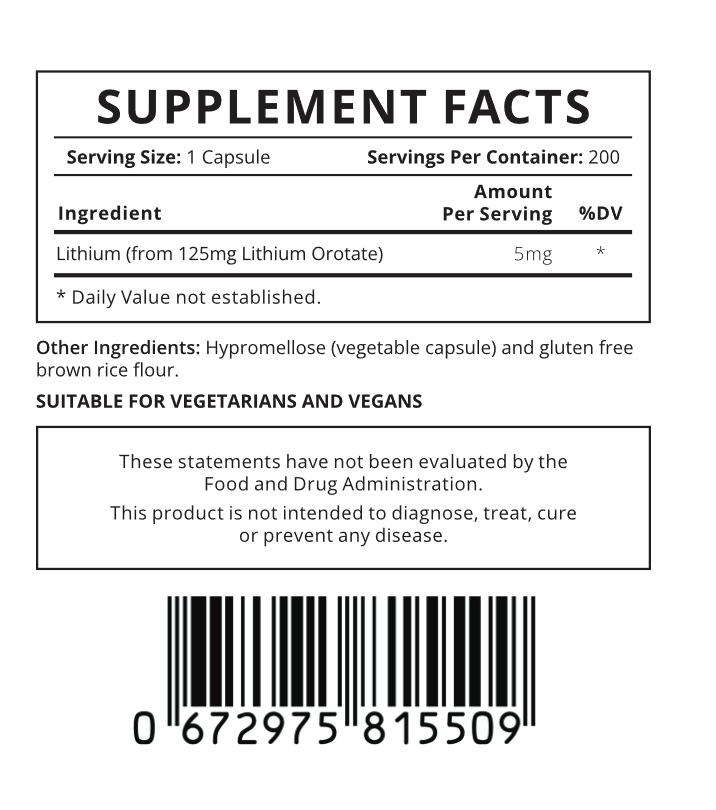 Good Health Naturally Lithium Balance Capsules 200s - Good Health Naturally