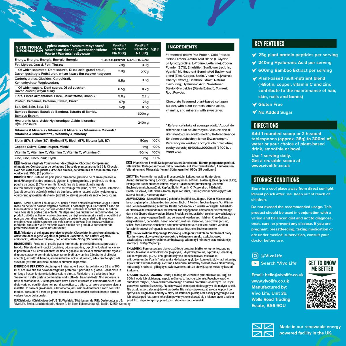 Vivo Life Collagen Builder Chocolate 950g